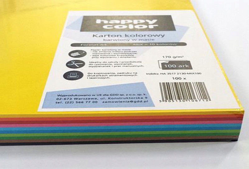 KARTON KOLOR A4 170g 100ark MIX 10 KOLORÓW - 13047230601 - oficjalne archiwum Allegro