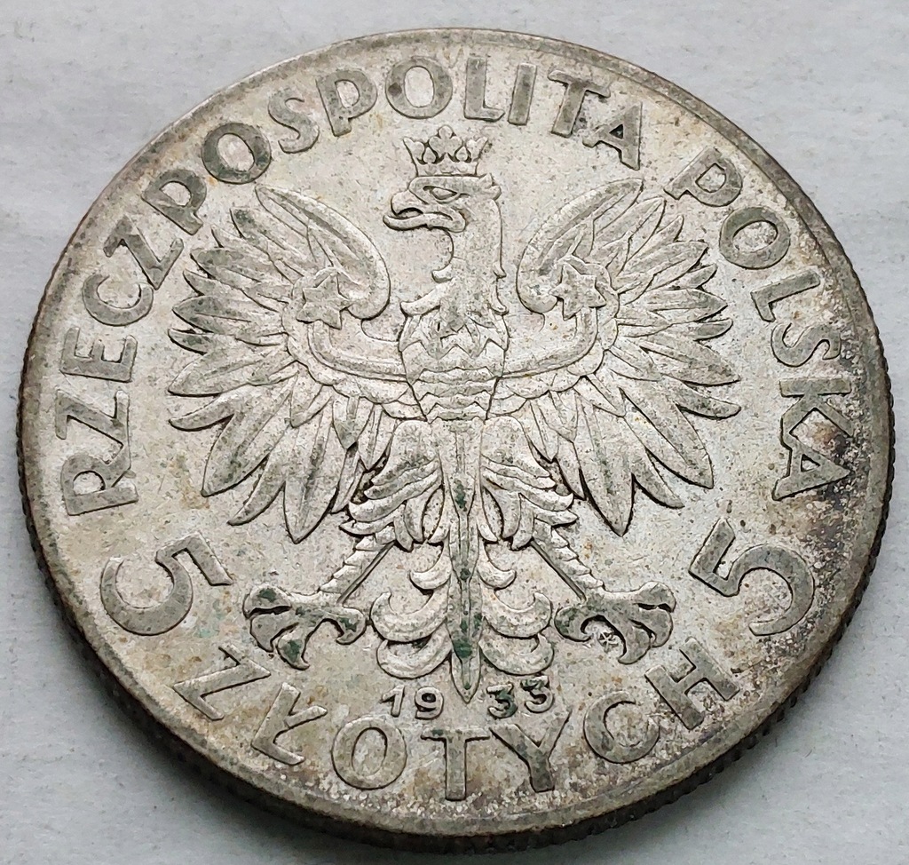 POLSKA - II RP : 5 złotych - GŁOWA KOBIETY - 1933 - srebro - 15135112826 - oficjalne archiwum ...