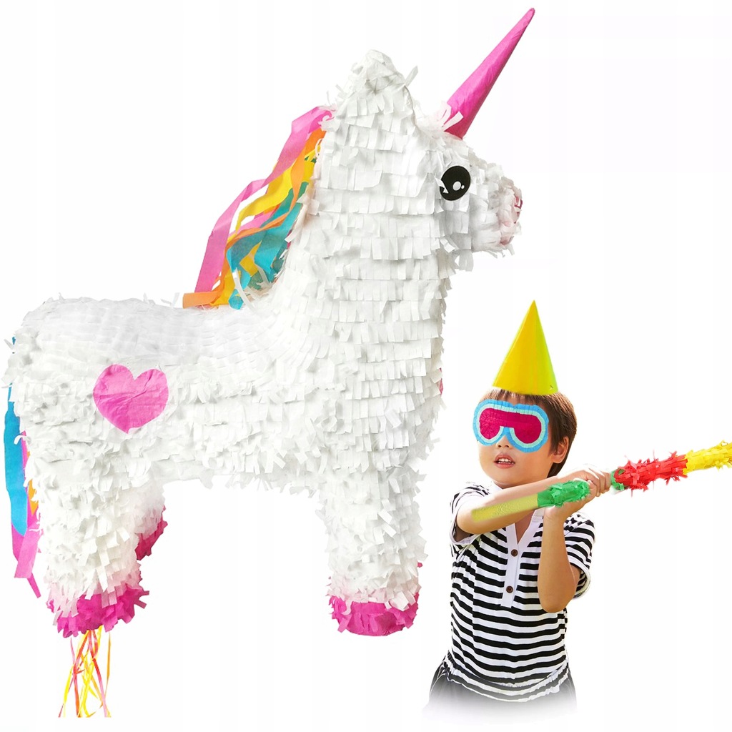 Duża PINIATA pinata JEDNOROŻEC URODZINY 47x15x43 - 12291669982 ...