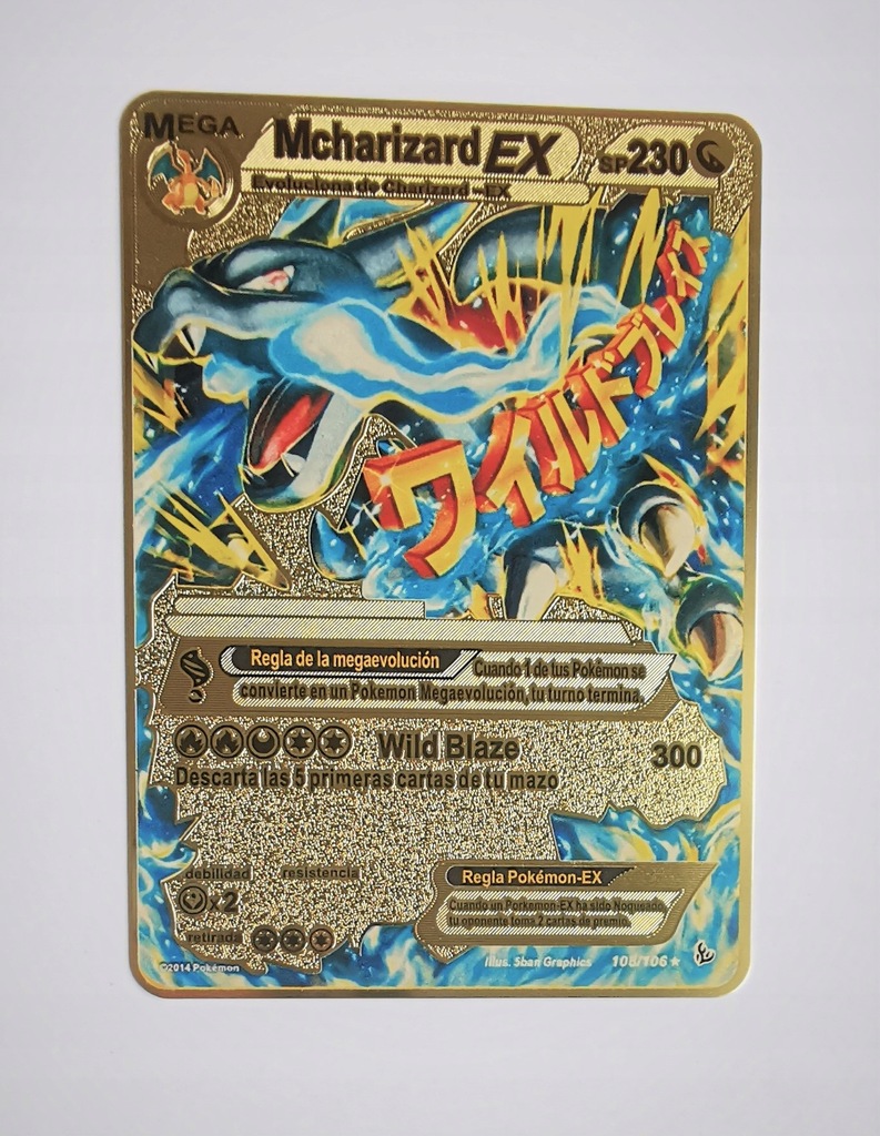 Pokemon Mega Charizard EX Złota Metalowa Karta - 13298143512 - oficjalne archiwum Allegro