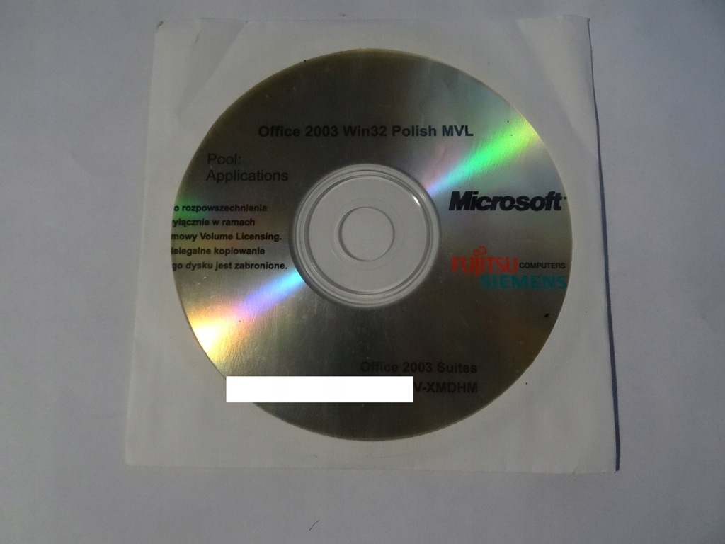 Płyta instalacyjna Microsoft Office 2003 Win32 Polish MVL (Suites) PL ...