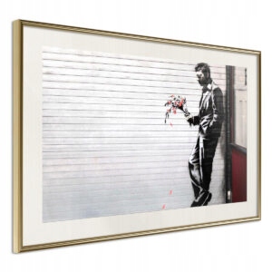 Plakat do Sypialni Banksy Kwiaty 90x60 Rama złota - 13076821423 - oficjalne archiwum Allegro