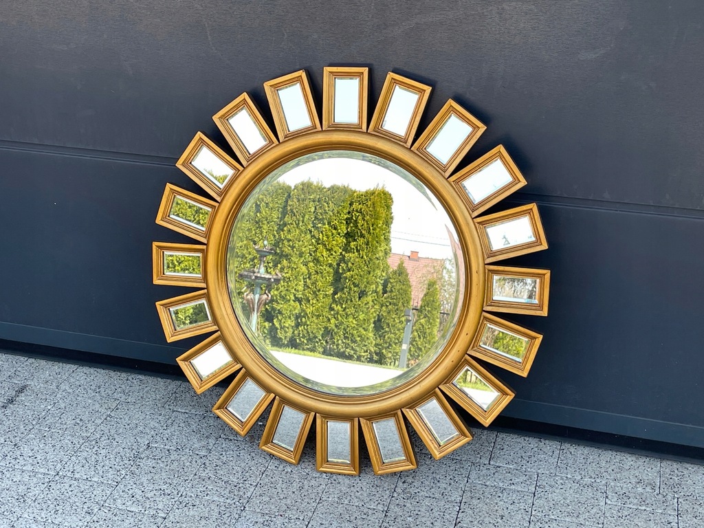 ZŁOTE LUSTRO ŚCIENNE - LUSTRZANA RAMA Ø90 OKRĄGŁE! - 10673094734 ...