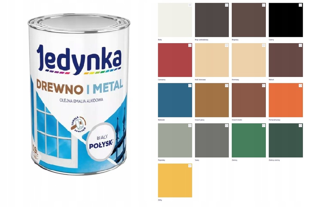 Farba BIAŁY POŁYSK 0,9l Jedynka do Drewna i Metal - 11237118356 - oficjalne archiwum Allegro