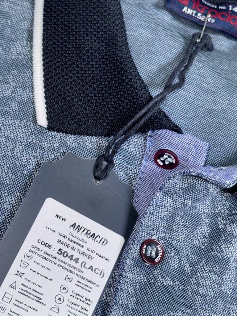 ANTRACID bluzka polo bawełna merceryzowana 5044 LACI jeansowy r. XL ...