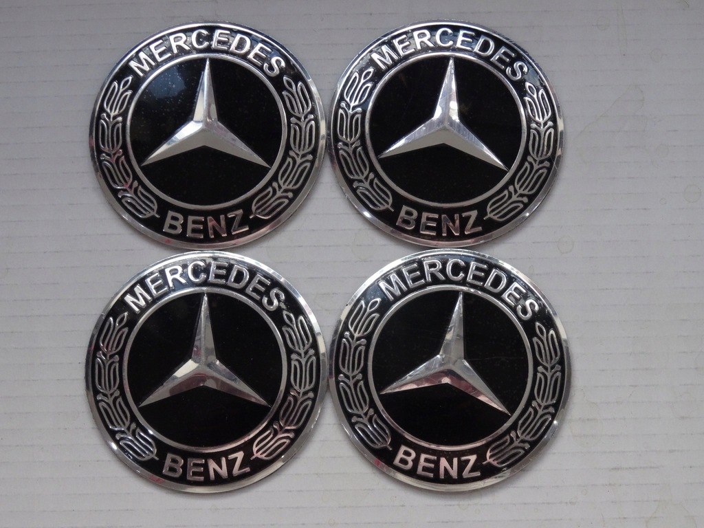 4x Aluminiowe naklejki dekielki MERCEDES 56 mm cz - 10905108916 - oficjalne archiwum Allegro