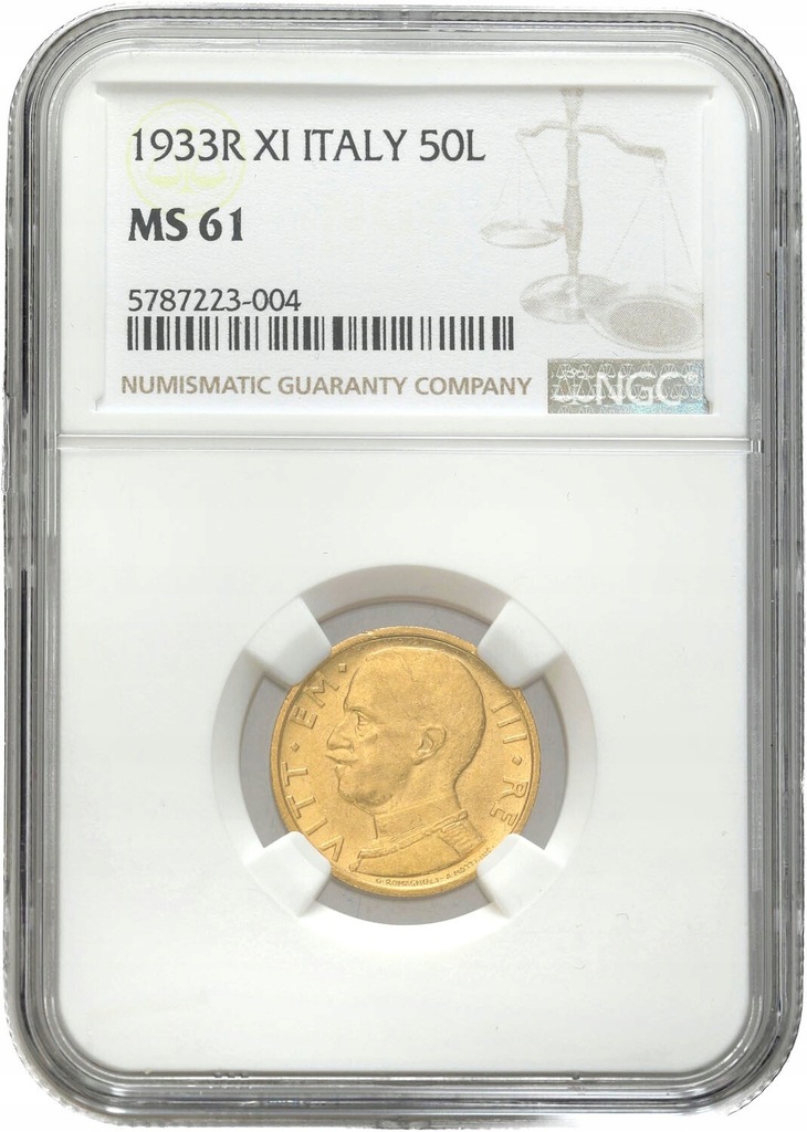 Włochy. Emanuel III 50 lirów 1933 R, Rzym NGC MS61 - RZADKIE - ZŁOTO - 15969931645 - oficjalne ...