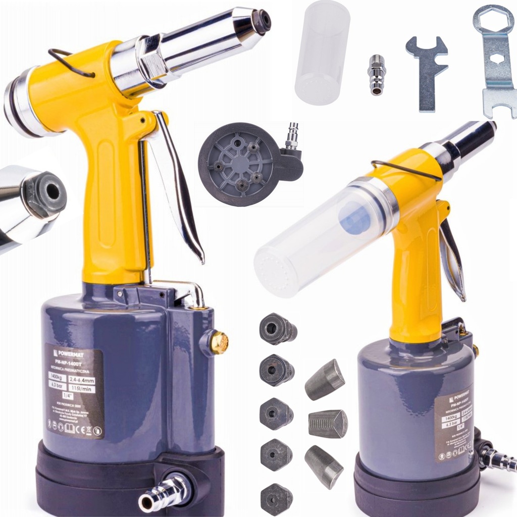Nitownica pneumatyczna 2,4mm - 6,4mm 1400kg ZESTAW - 11824745007 - oficjalne archiwum Allegro