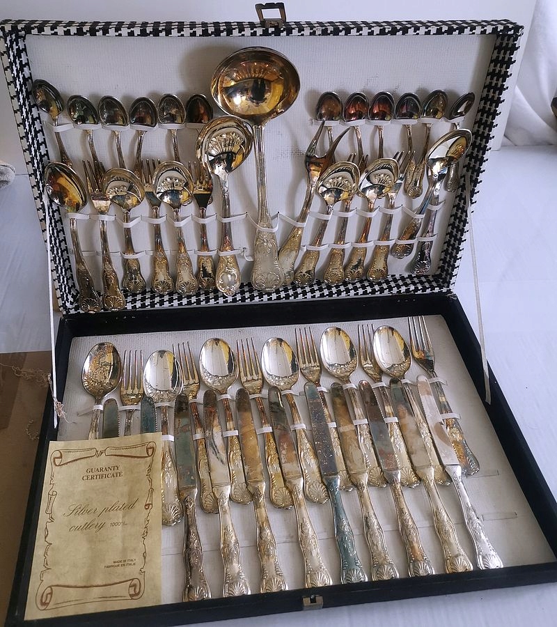 Sztućce ITALY ARG 800 łyżki widelce noże srebro - 8566799218 ...