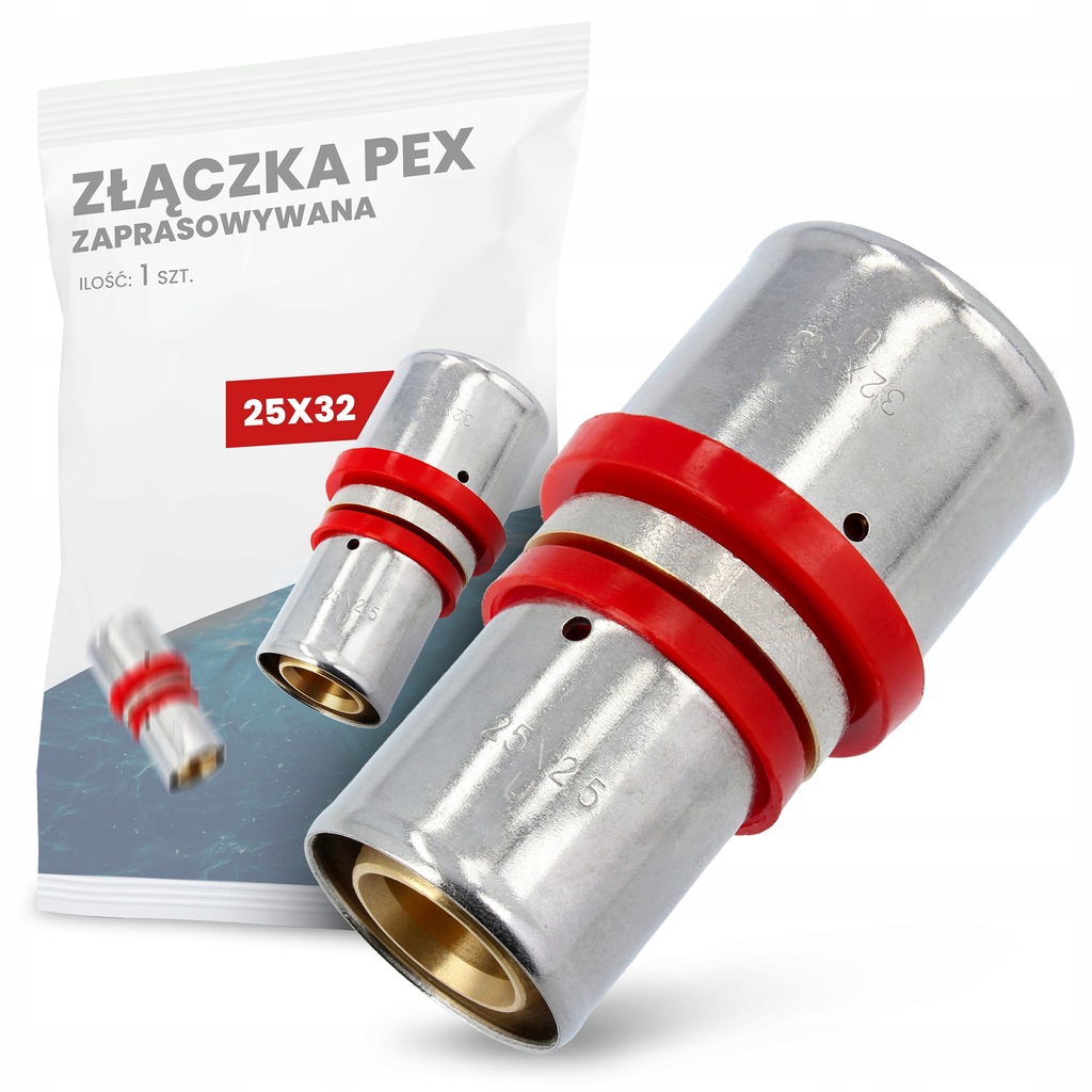 Złączka PEX 25x32 mm ZAPRASOWYWANA Redukcja Nypel Mufa ZACISKANA Rury Wody - 10887669370 ...