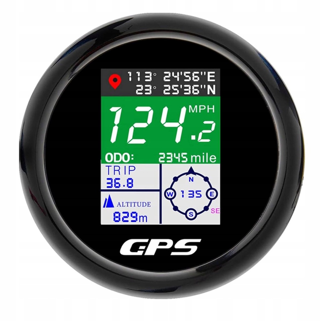 Tachometr GPS 85 mm TFT Regulowany cyfrowy licznik km/h z GPS do auta łodzi - 17249838044 ...
