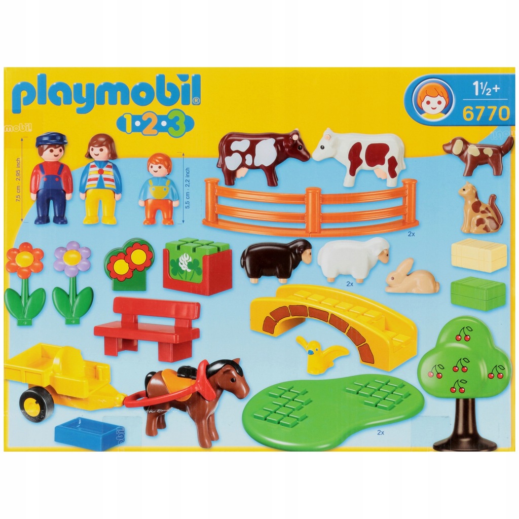 PLAYMOBIL 123 Wieś farma koń kot krowy 6770 owca - 7655045009 ...