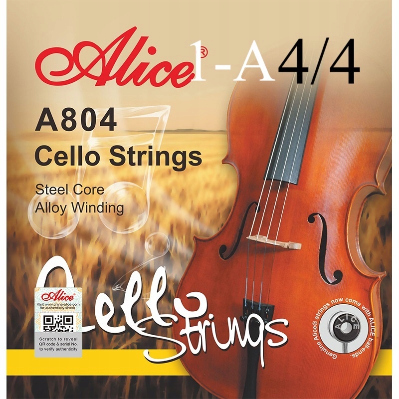 Alice, 5 PCs Single 1st A, 4/4, Cello Strings, Steel Core, AL-Mg Wound A804 - 16056578329 ...