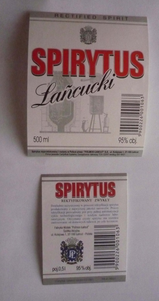 etykieta SPIRYTUS POLMOS ŁAŃCUT poj 500 ml - 10416152374 - oficjalne ...