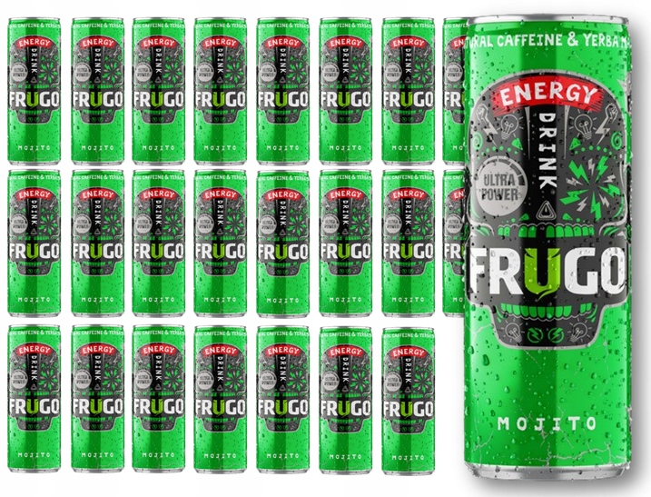 24 x FRUGO MOJITO ENERGY DRINK Gazowany Napój Energetyczny 330ml ...