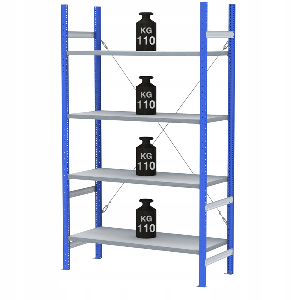 Regał metalowy magazynowy 4 PÓŁKI 440KG bazowy 200x52 cm Promag ...
