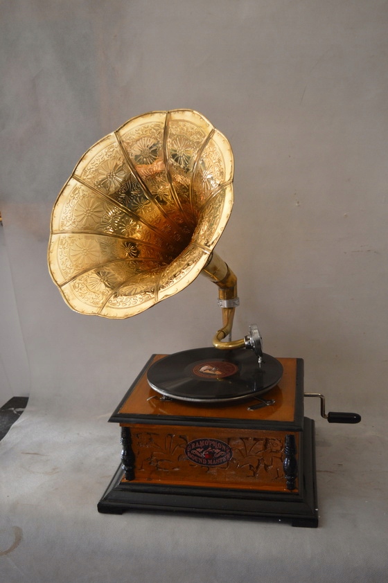 GRAMOFON - PATEFON - sprawny JASNY BRĄZ - KWADRAT - 8918450211 ...