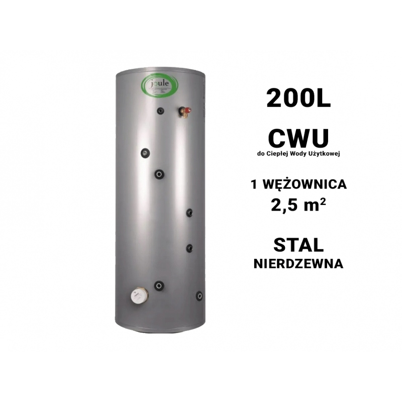 Zbiornik CWU 200L JOULE Wężownica 2,5m2 NIERDZEWNY - 12950697438 ...