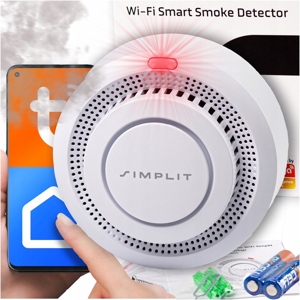 CZUJNIK DYMU OGNIA WIFI ALARM CZUJKA SMART SIMPLIT - 14236914109 - oficjalne archiwum Allegro
