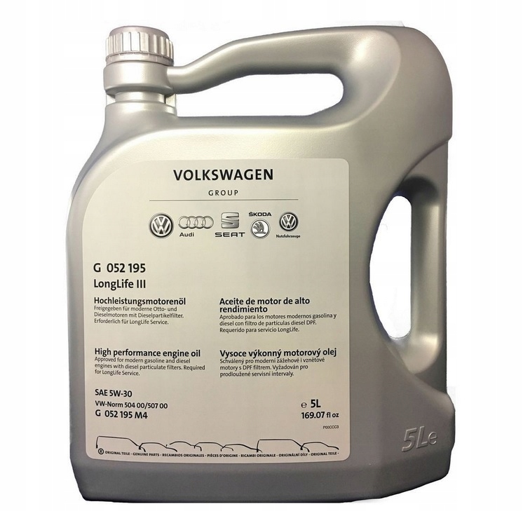 OLEJ SILNIKOWY VW 5W30 5L AUDI 507.00 OE FILTRY - 7446750359 ...