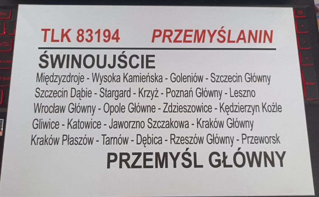 Tablica Relacyjna PKP TLK 83194 Przemyślanin - 13167443098 - oficjalne ...