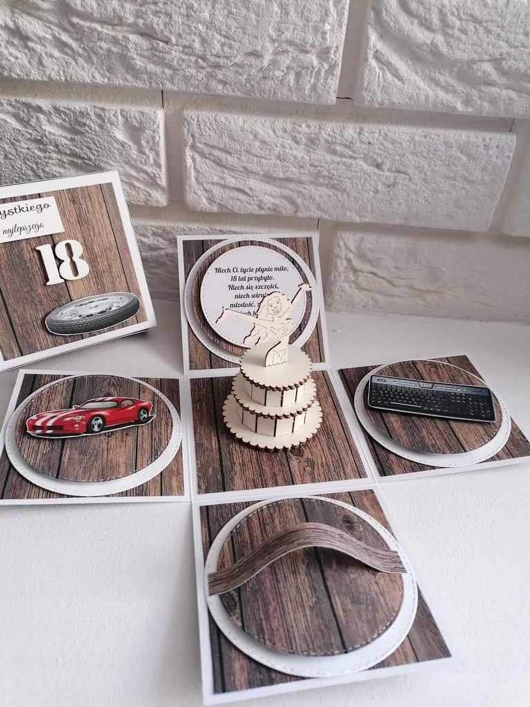 Kartka exploding box 18 urodziny pamiątka - 12724926008 - oficjalne archiwum Allegro