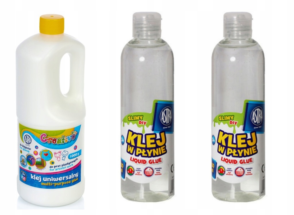 Astra klej biały 1kg + clear 1L do SLIME pva box - 7221307661 ...