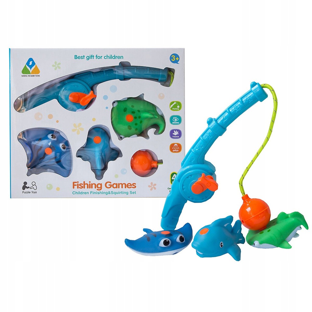 ZABAWKA DO WODY ŁOWIENIE RYB WĘDKA,3 GUMOWE RYBKI - 12308932947 ...