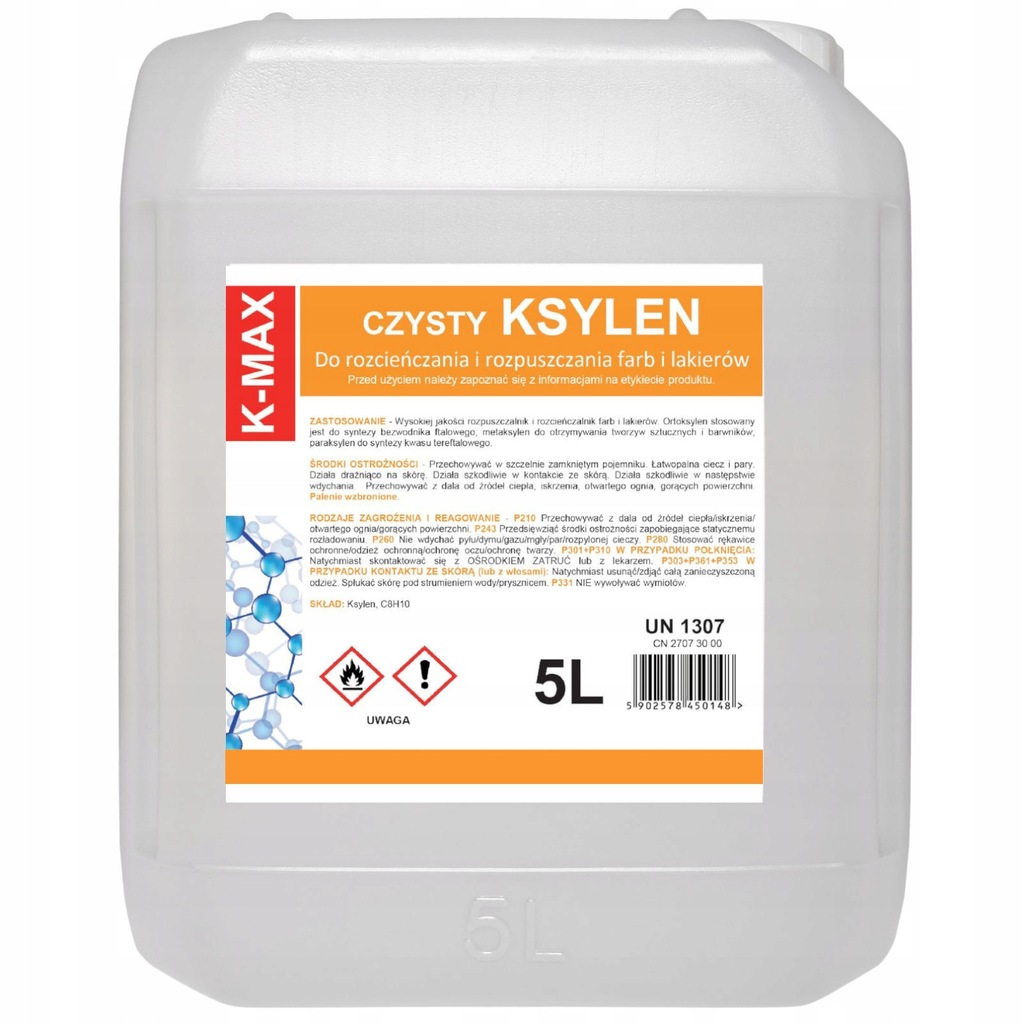 CZYSTY Ksylen Rozpuszczalnik Organiczny K-MAX 5L - 7058304392 ...