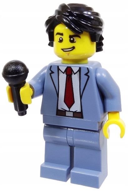LEGO CITY FIGURKA DZIENNIKARZ REPORTER MIKROFON MĘŻCZYZNA GARNITUR ...