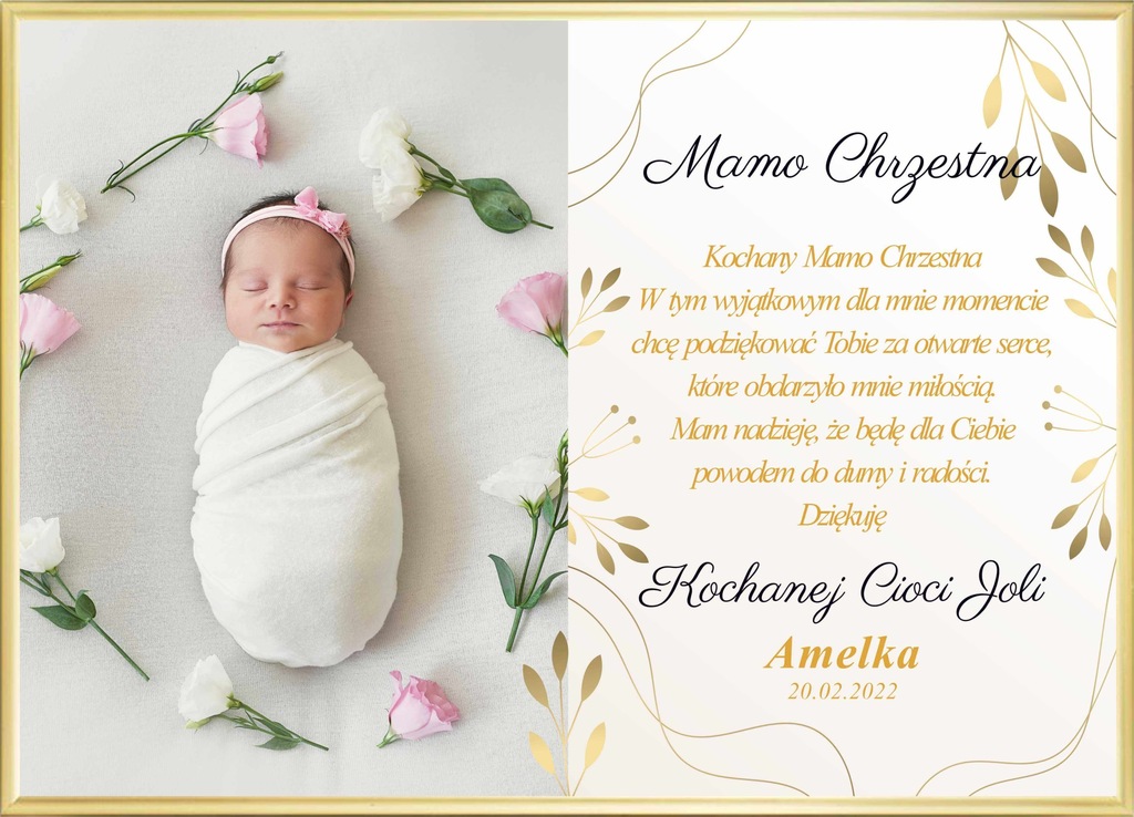 Podziękowania dla ojca chrzestnego chrzest komunia - 11833423424 - oficjalne archiwum Allegro