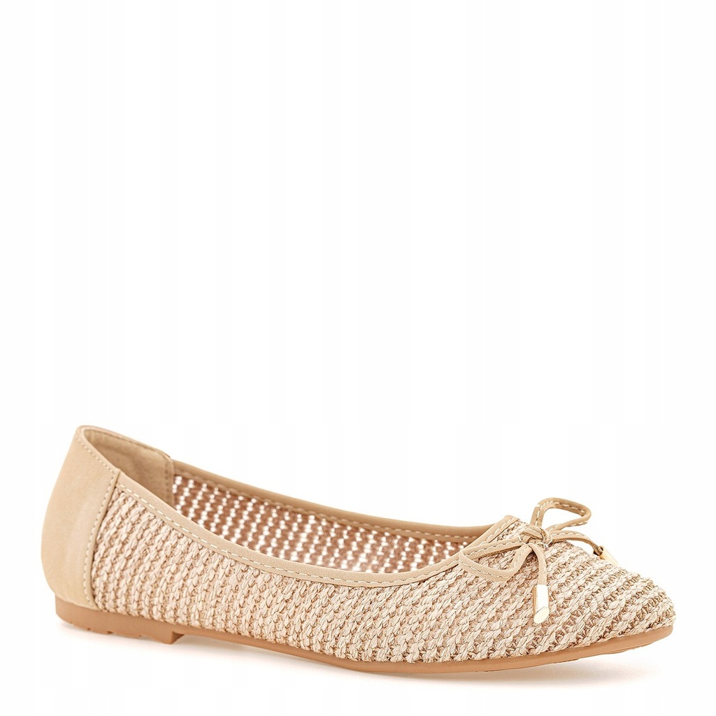 Beżowe baleriny z plecionej rafii ejka! 38 - 10181530810 - oficjalne ...