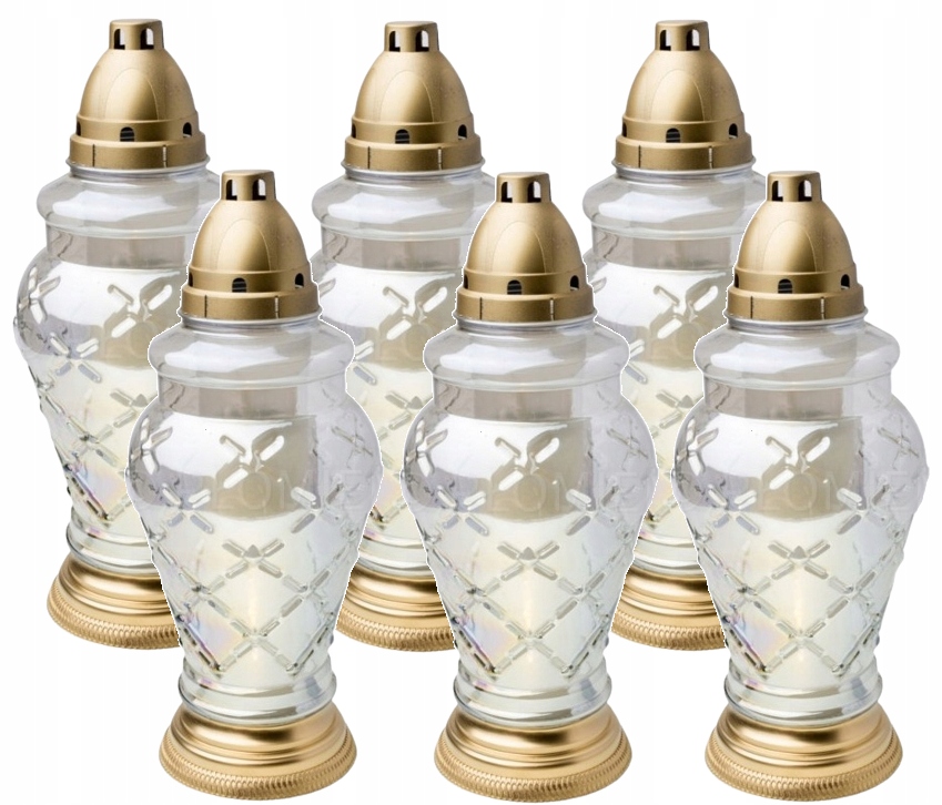 ZNICZE SZKLANE z WKŁADAMI PARAFINOWYMI 30cm 6szt. - 12727706636 ...