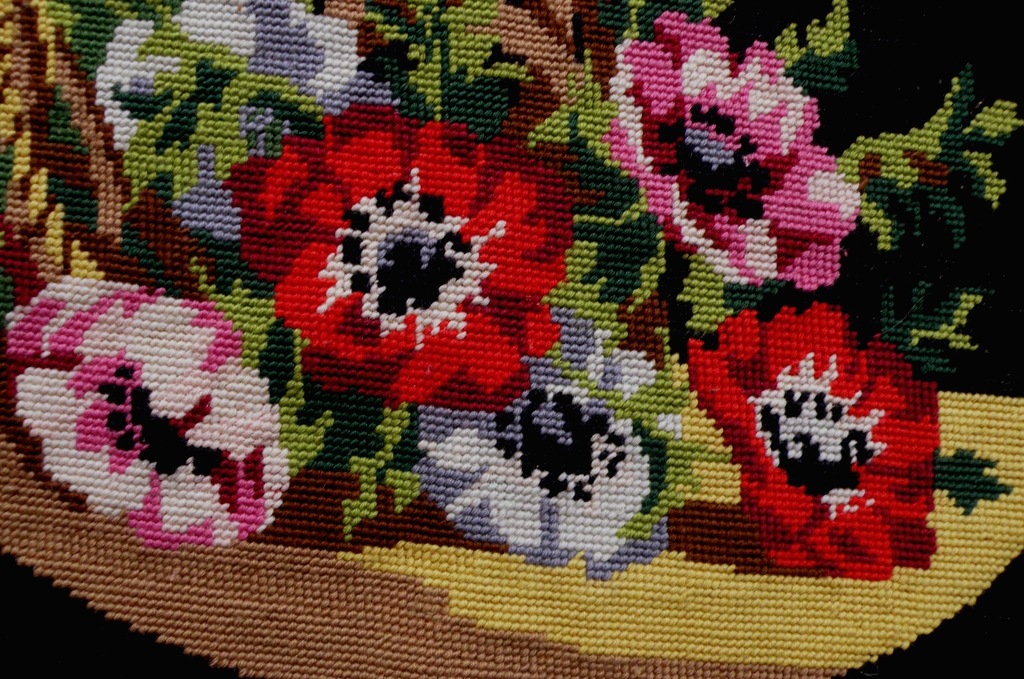 Anemony/haft na kanwie-49x39 - 8649795254 - oficjalne archiwum Allegro