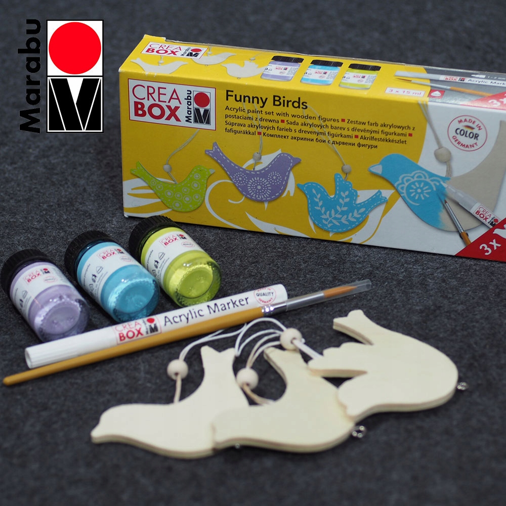 CREA BOX FARBY AKRYL 3x15 ML + PTAKI + MARKER - 7444778783 - oficjalne ...