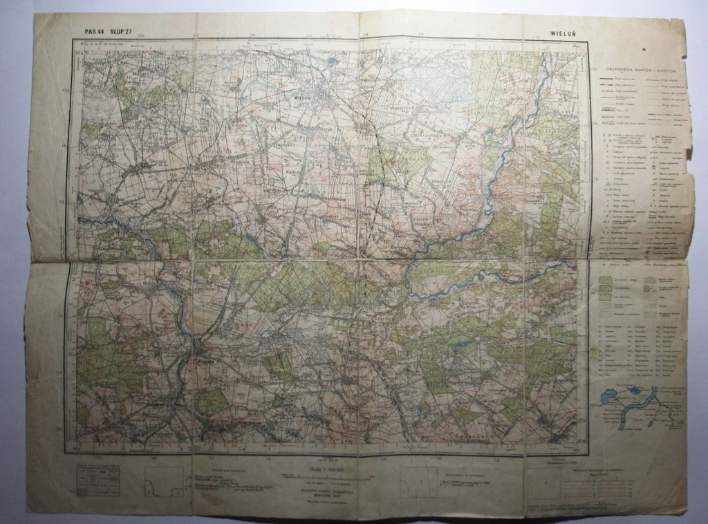 Mapa WIG Wieluń, 1935 rok , format 47x36 cm - 13346081397 - oficjalne ...