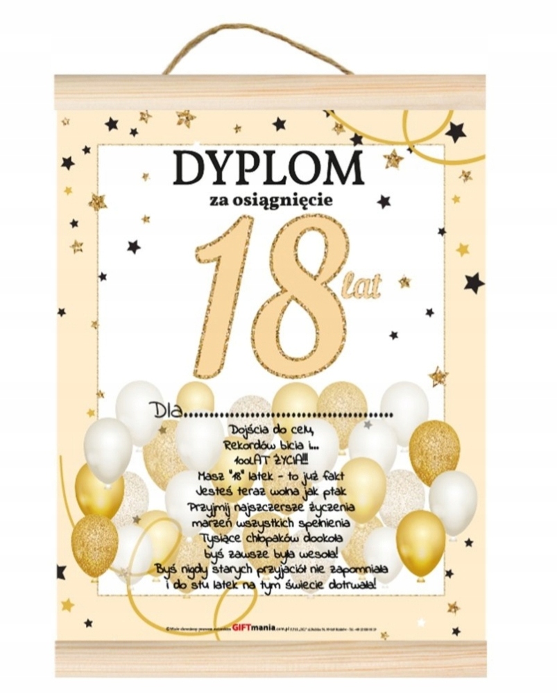 Certyfikat DYPLOM 80 urodziny osiemdziesiątka - 10515025323 - oficjalne archiwum Allegro