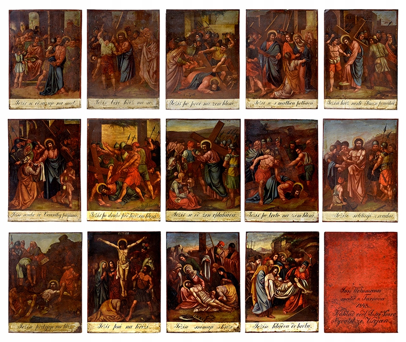 1848 r.Jan Weinmann Droga krzyżowa 14 płyt komplet - 8004341922 ...
