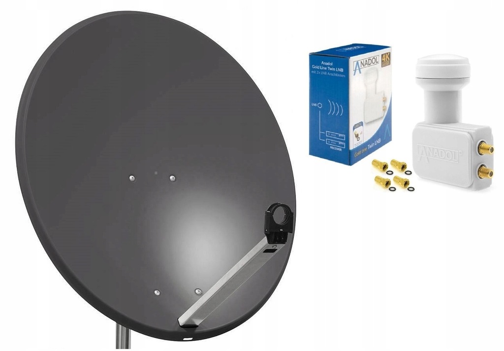 ANTENA SATELITARNA TELESYSTEM 80cm KONWERTER TWIN - 13745913767 - oficjalne archiwum Allegro
