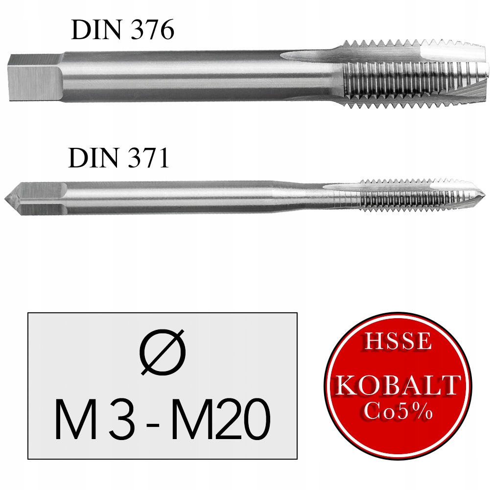 Купить Машинный метчик M8 Cobalt DIN 371, сквозное отверстие: отзывы ...