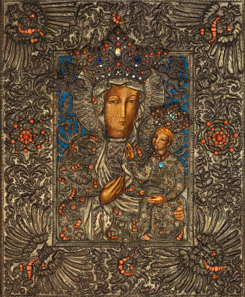 Tadeusz RYBSKI 'Matka Boska Częstochowska' IKONA zdobiona koralami - 15031912921 - oficjalne ...