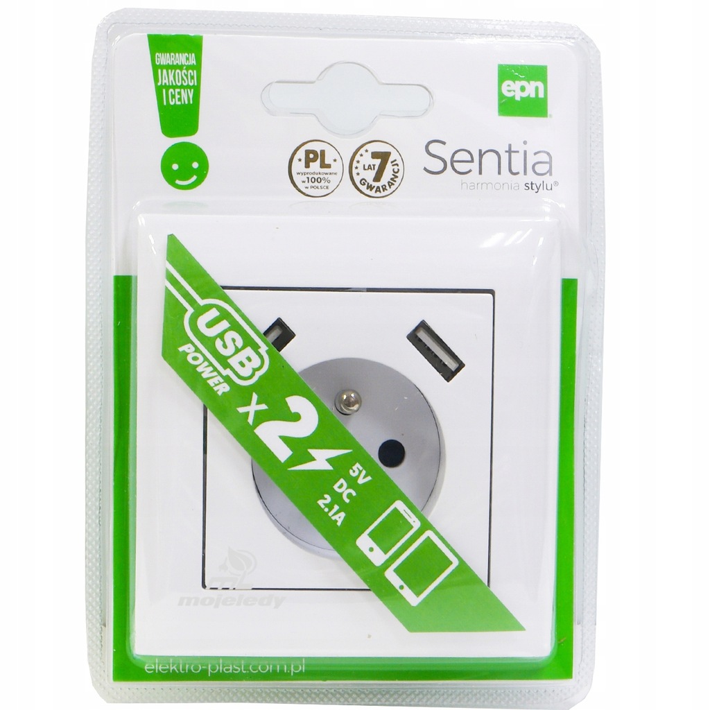 Sentia Gniazdo pojedyncze 16A USB 2x2,1A 5VD ramka - 7498343498 - oficjalne archiwum Allegro