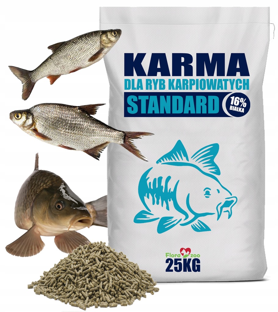 KARMA POKARM PASZA ZANĘTA DLA NA RYBY KARPI 25KG - 6841035347 ...