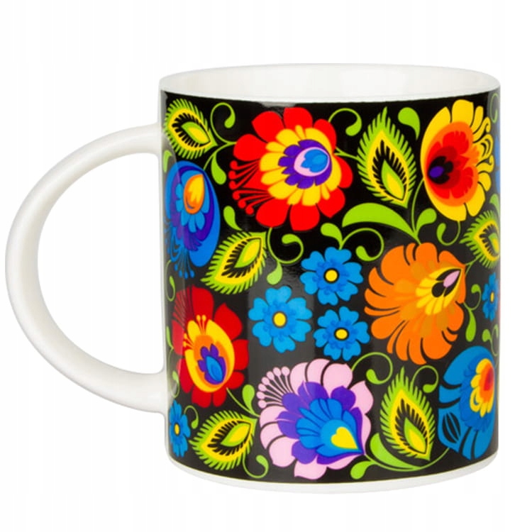 KUBEK FOLK - wzory z łowickiej wycinanki - czarny - 7474630162 - oficjalne archiwum Allegro