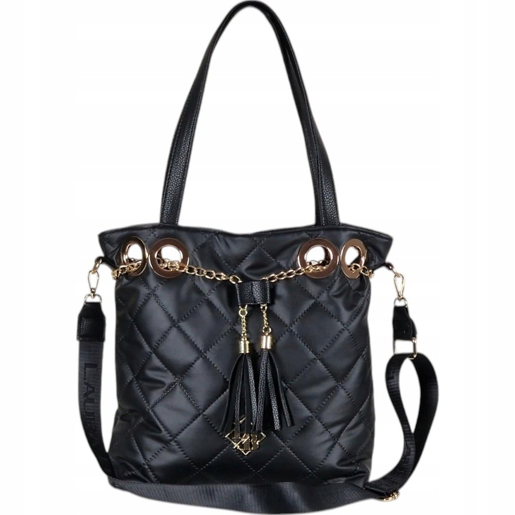 Laura Biaggi torebka klasyczna worek skóra ekologiczna pikowana czarna - 17174109019 - oficjalne ...