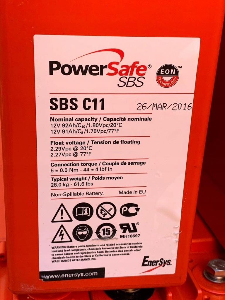 EnerSys PowerSafe SBS C11 Akumulator 12V 91Ah FVAT - 7711030980 ...