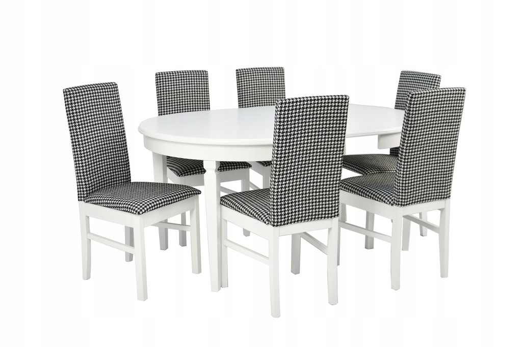 Zestaw 6 krzeseł i okrągły stół 110/210cm - 12551392985 - oficjalne archiwum Allegro