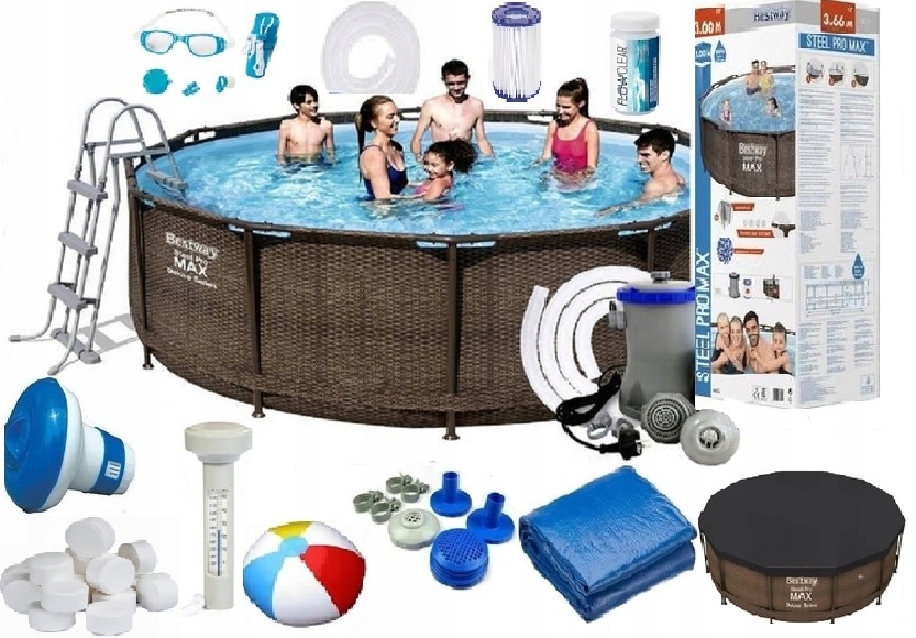 BASEN STELAŻOWY 366x100 BESTWAY RATAN full ZESTAW - 11716873958 - oficjalne archiwum Allegro