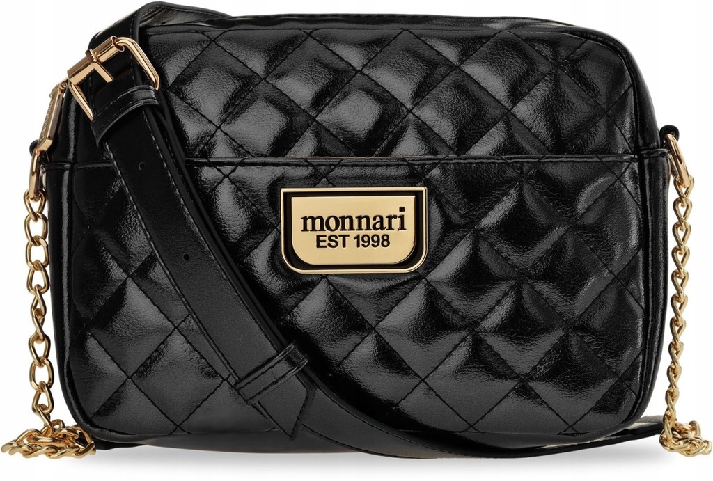 Elegancka TOREBKA Damska MONNARI Pikowana LISTONOSZKA NA ŁAŃCUSZKU Logo - 14398987467 ...