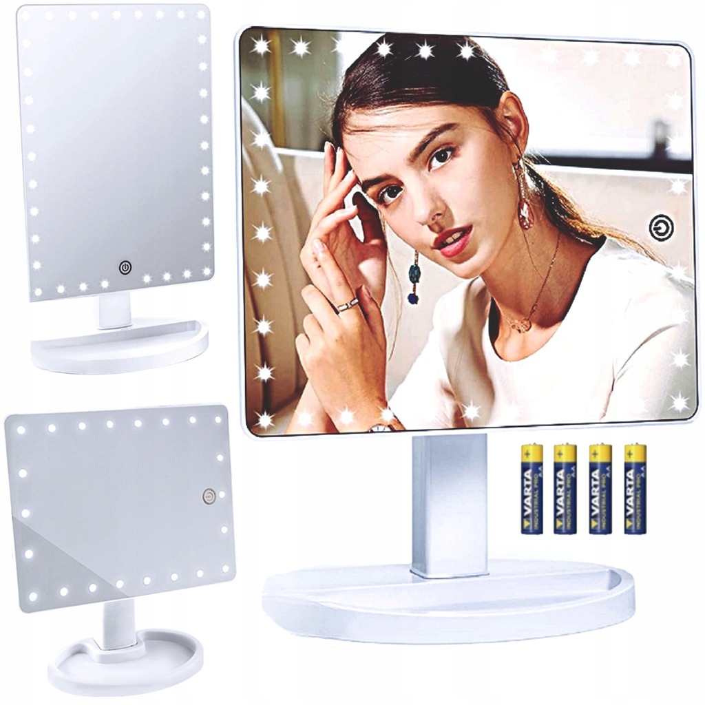 LUSTERKO LED DO MAKIJAŻU PODŚWIETLANE KOSMETYCZNE OBROTOWE DO MALOWANIA ...